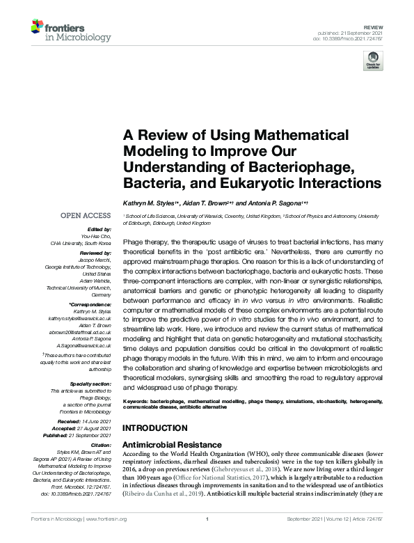 (PDF) A Review of Using Mathematical Modeling to Improve Our Understanding of Bacteriophage ...