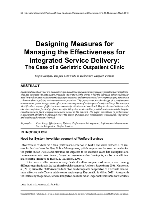 (PDF) Designing Measures for Managing the Effectiveness for Integrated ...