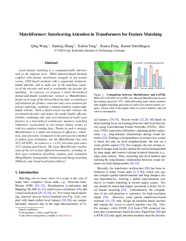 Pdf Matchformer Interleaving Attention In Transformers For Feature Matching
