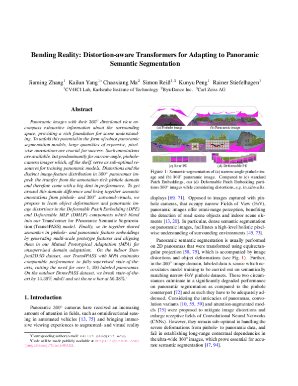 Pdf Bending Reality Distortion Aware Transformers For Adapting To Panoramic Semantic