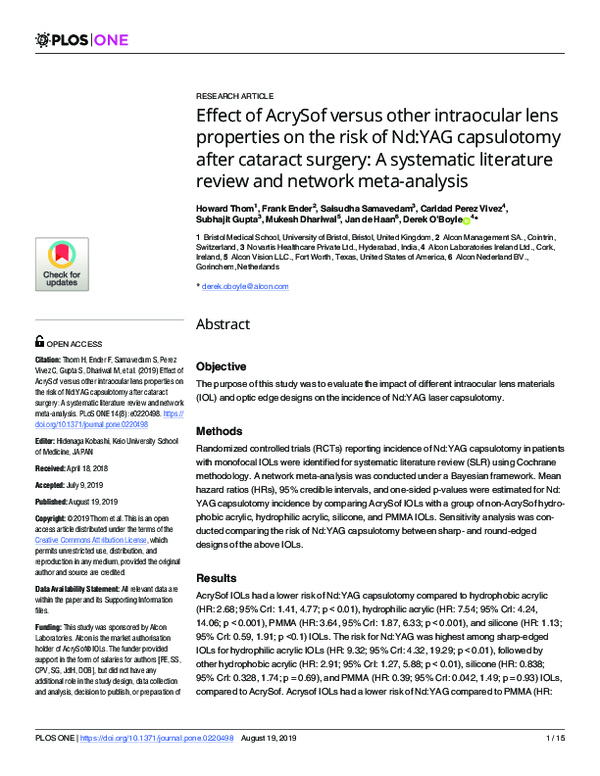 (PDF) Effect of AcrySof versus other intraocular lens properties on the ...