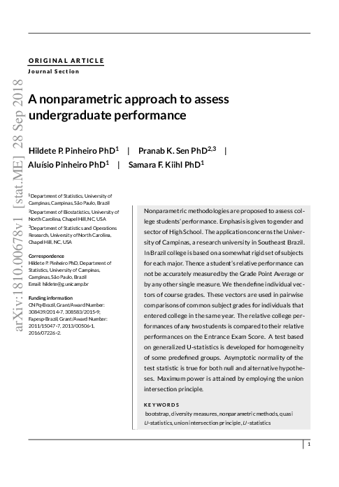 Pdf A Nonparametric Approach To Assess Undergraduate Performance