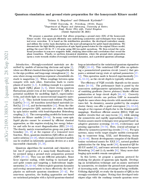 (PDF) Quantum simulation and ground state preparation for the honeycomb Kitaev model