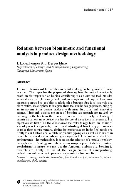 (PDF) Relation between biomimetic and functional analysis in product ...