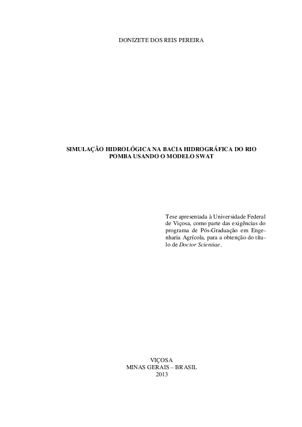 (PDF) Simulação hidrológica na Bacia Hidrográfica do Rio Pomba usando o ...