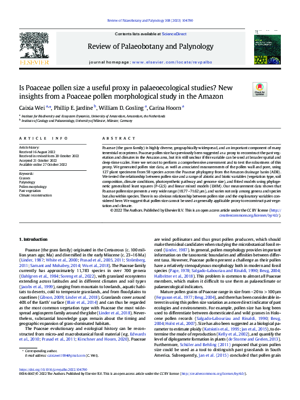 (PDF) Is Poaceae pollen size a useful proxy in palaeoecological studies ...