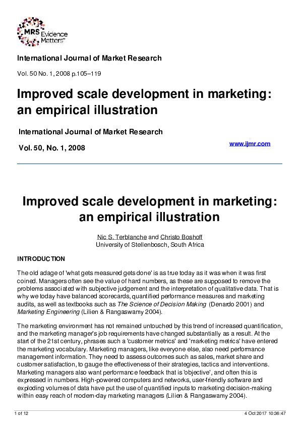 (PDF) Improved Scale Development in Marketing: An Empirical Illustration