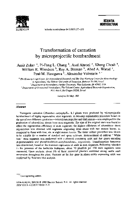 (PDF) Transgenic Carnation via Microprojectile Bombardment