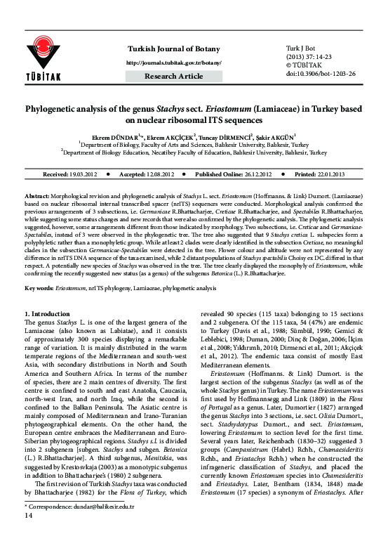 (PDF) Nutlet micromorphology of Turkish Stachys sect. Eriostomum ...