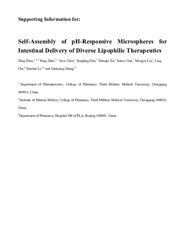 (PDF) Self-Assembly of pH-Responsive Microspheres for Intestinal ...