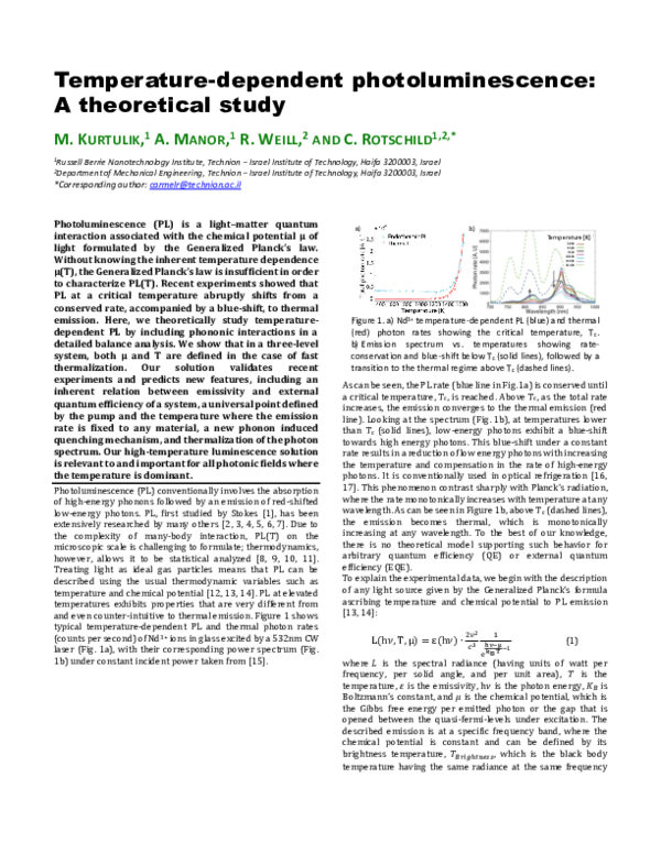 (PDF) Temperature-dependent photoluminescence: A theoretical study ...