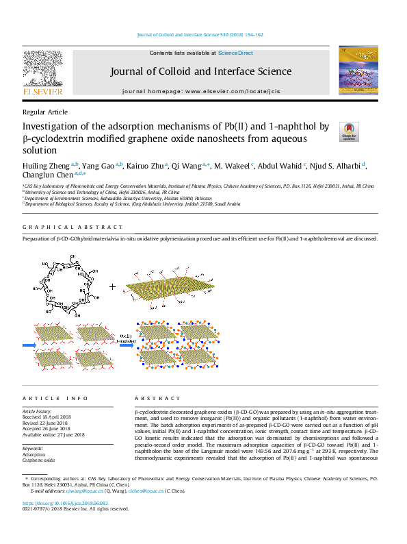 (PDF) Investigation of the adsorption mechanisms of Pb(II) and 1-naphthol by β-cyclodextrin ...