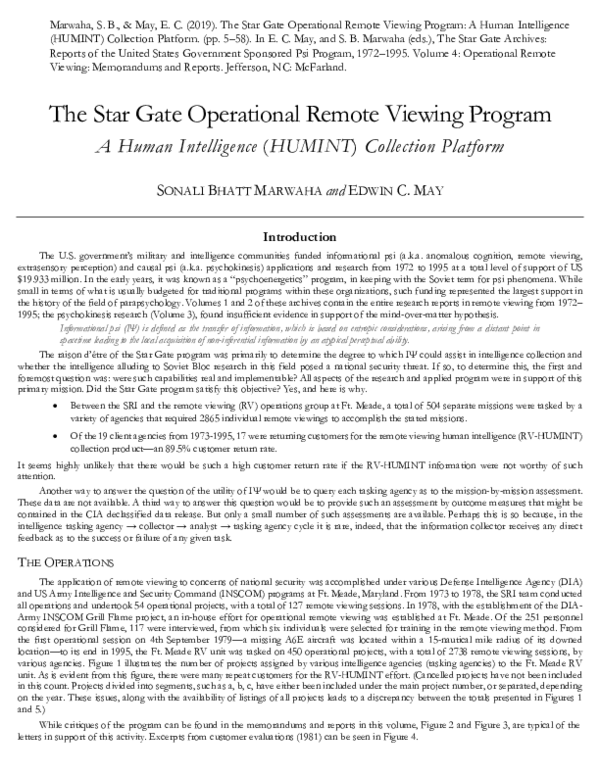 (PDF) The Star Gate Operational Remote Viewing Program A Human Intelligence (HUMINT) Collection ...