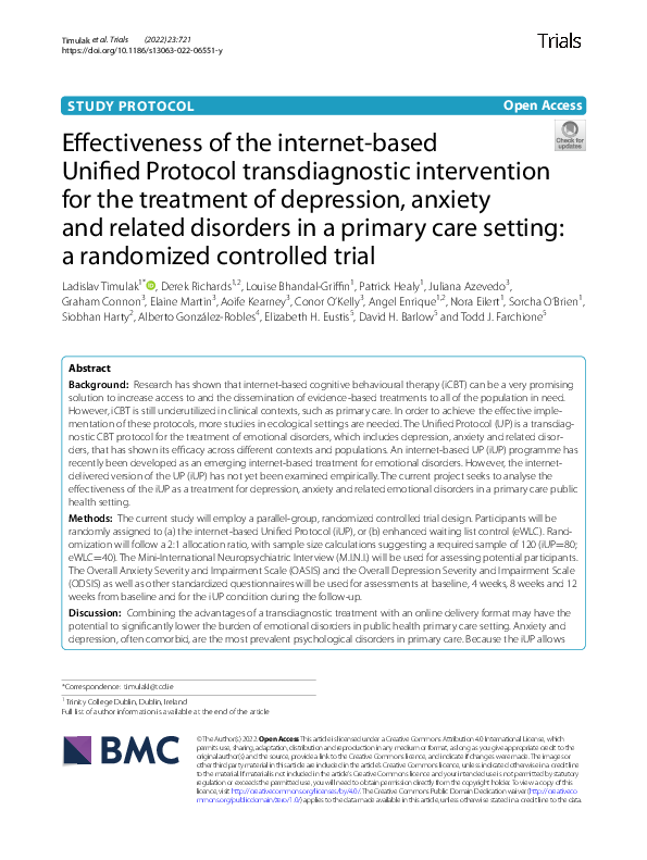 (PDF) Effectiveness of the internet-based Unified Protocol ...