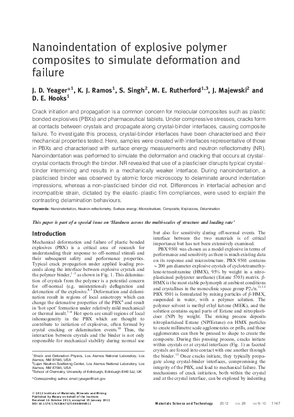 (PDF) Nanoindentation of explosive polymer composites to simulate ...