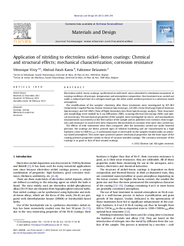 (PDF) Application of nitriding to electroless nickel-boron coatings: Chemical and structural ...