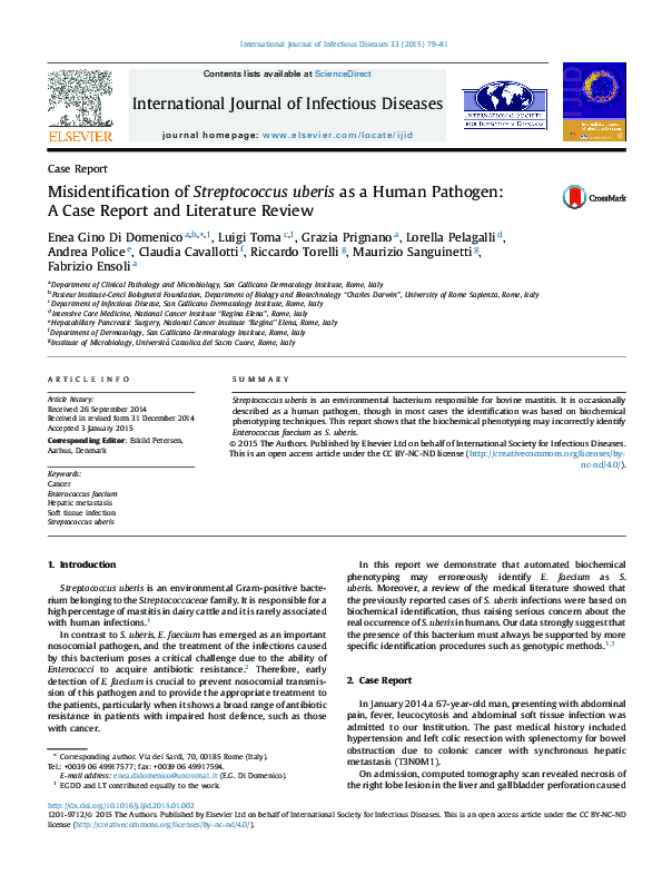 (PDF) Misidentification of Streptococcus uberis as a Human Pathogen: A ...