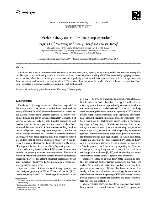 (PDF) Variable fuzzy control for heat pump operation