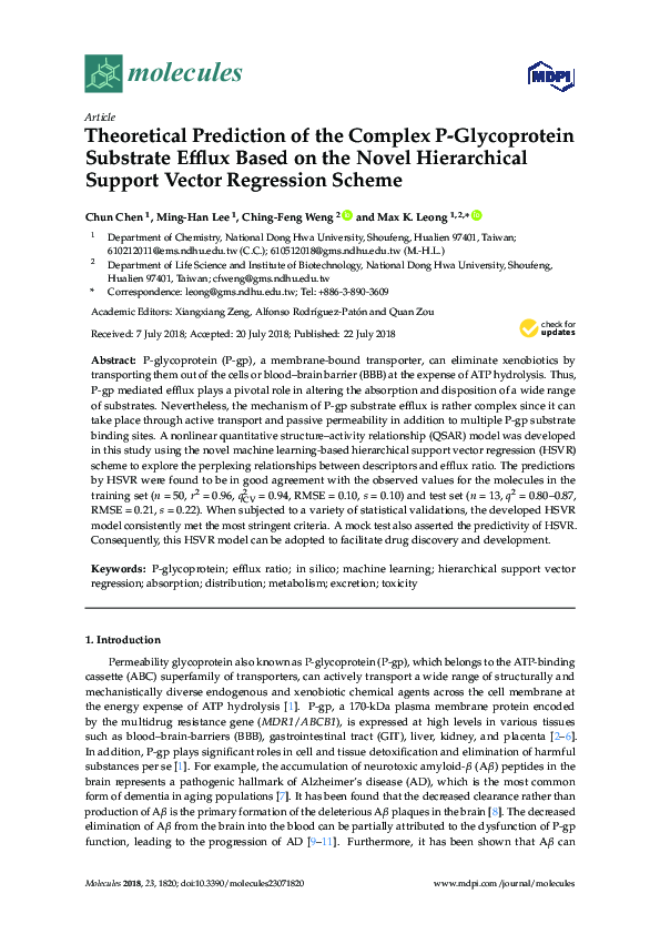 (PDF) Theoretical Prediction of the Complex P-Glycoprotein Substrate Efflux Based on the Novel ...