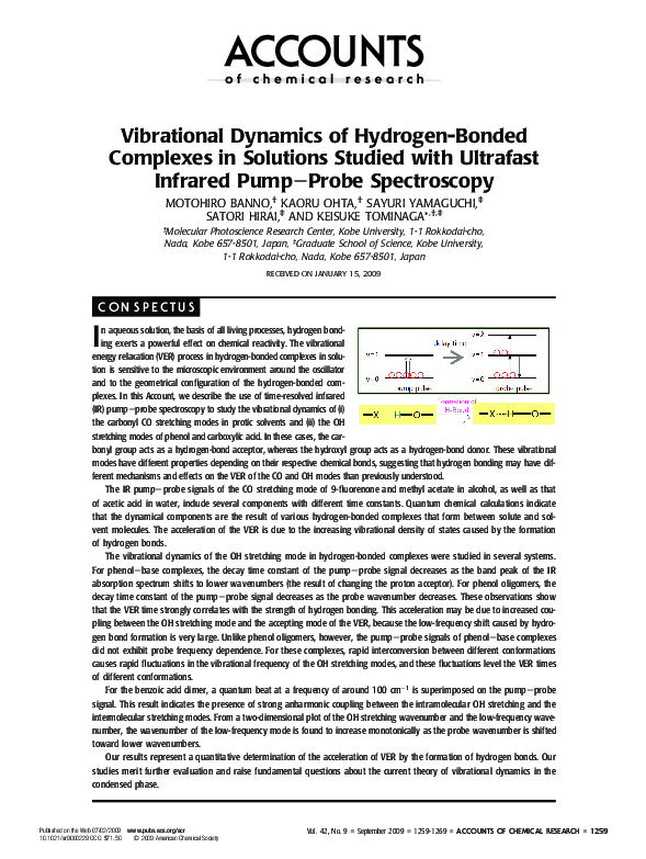 (PDF) Vibrational Dynamics of Hydrogen-Bonded Complexes in Solutions ...