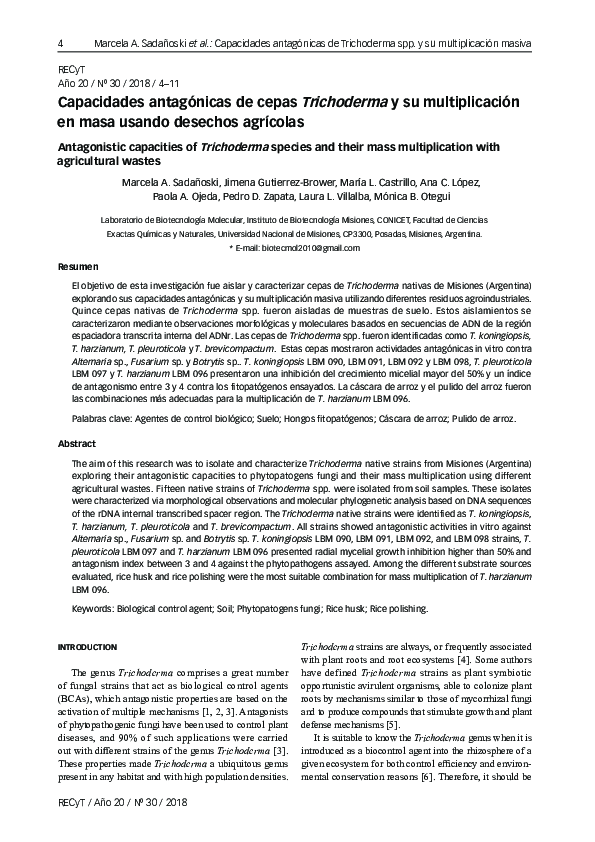 (PDF) Antagonistic capacities of Trichoderma species and their mass ...