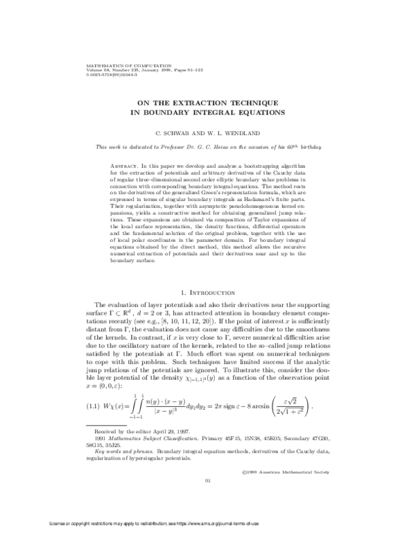 (PDF) On the extraction technique in boundary integral equations