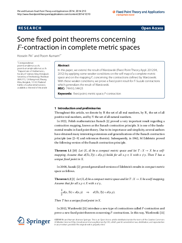 Pdf Some Fixed Point Theorems Concerning F Contraction In Complete