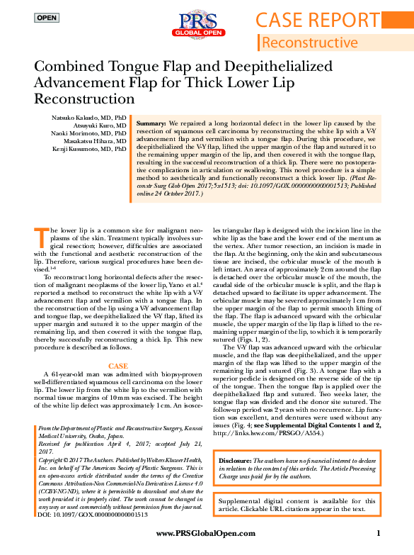 (PDF) Combined Tongue Flap and Deepithelialized Advancement Flap for ...