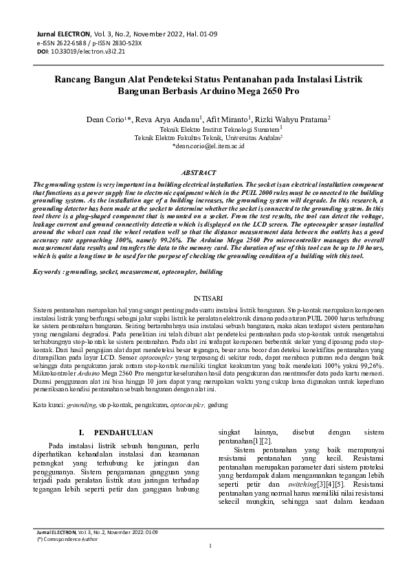 (PDF) Rancang Bangun Alat Pendeteksi Status Pentanahan pada Instalasi ...