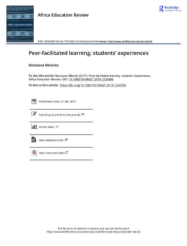 (PDF) Peer-Facilitated Learning: Students’ Experiences