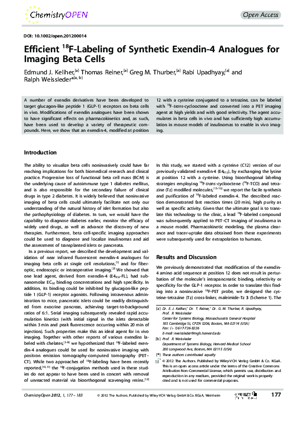 (PDF) Efficient 18 F-Labeling of Synthetic Exendin-4 Analogues for ...
