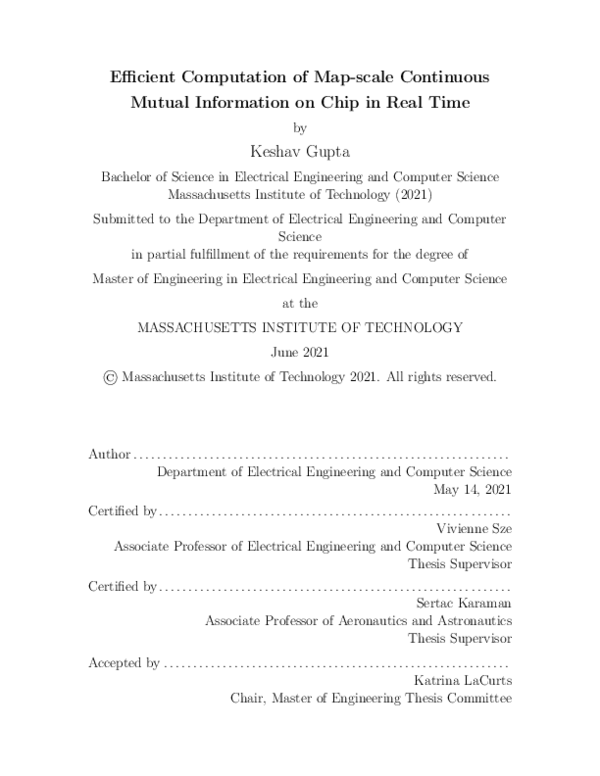 Pdf Efficient Computation Of Map Scale Continuous Mutual Information On Chip In Real Time