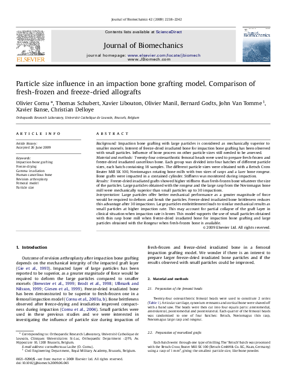 (PDF) Particle size influence in an impaction bone grafting model ...