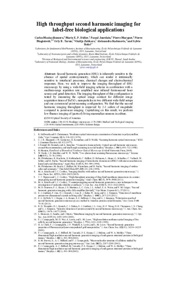 (PDF) High throughput second harmonic imaging for label-free biological applications