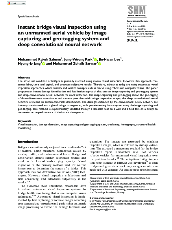 (PDF) Instant bridge visual inspection using an unmanned aerial vehicle by image capturing and ...