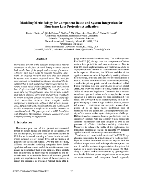 (PDF) Modeling Methodology for Component Reuse and System Integration for Hurricane Loss ...