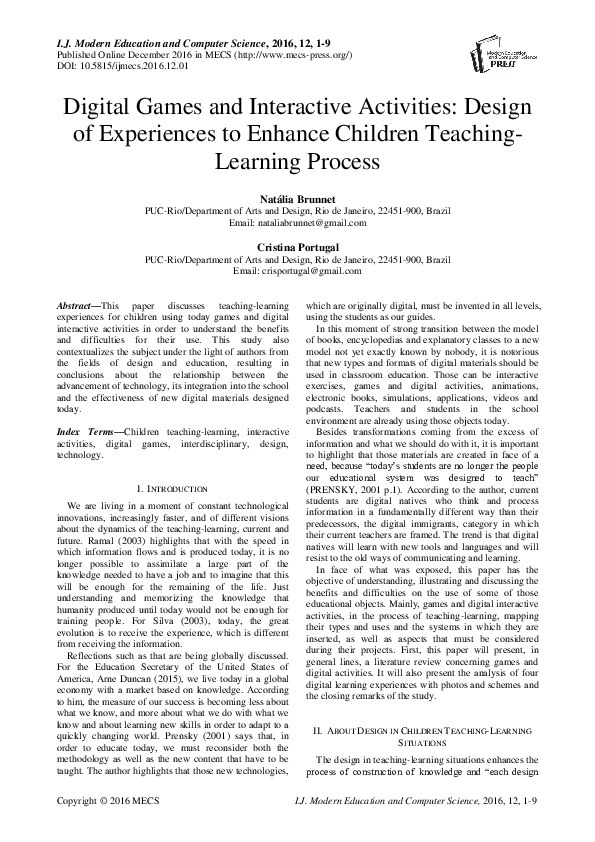(PDF) Digital Games and Interactive Activities: Design of Experiences ...
