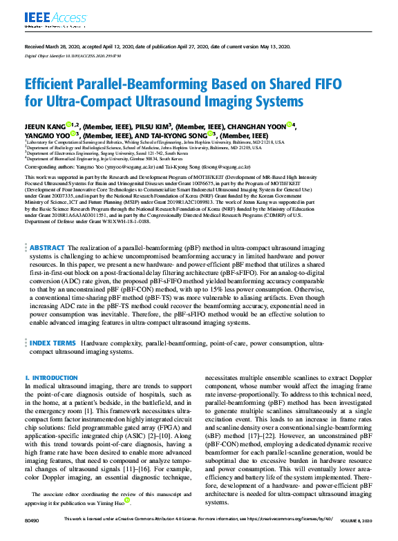 (PDF) Efficient Parallel-Beamforming Based on Shared FIFO for Ultra-Compact Ultrasound Imaging ...