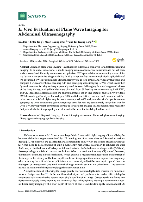 (PDF) In Vivo Evaluation of Plane Wave Imaging for Abdominal ...