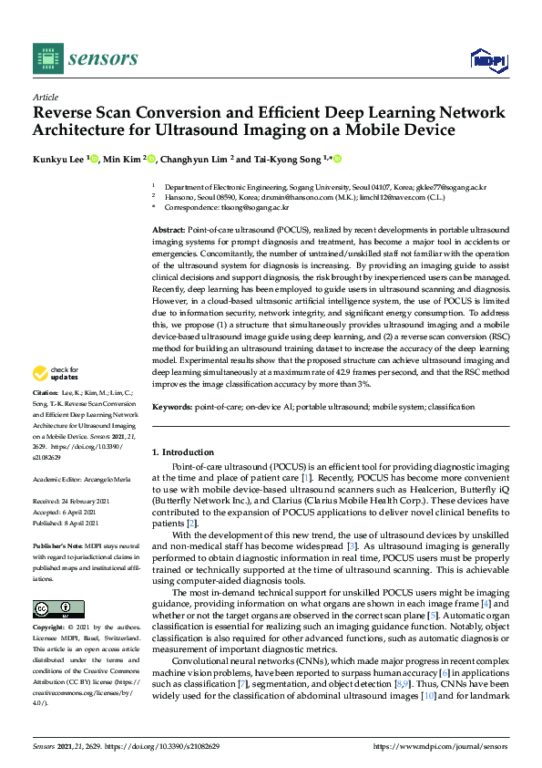 Pdf Reverse Scan Conversion And Efficient Deep Learning Network Architecture For Ultrasound