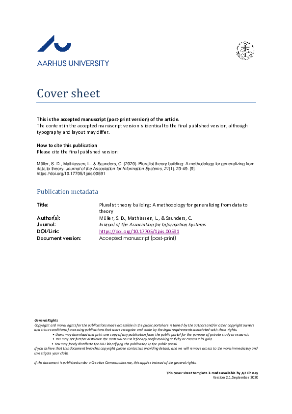 (PDF) Pluralist Theory Building: A Methodology for Generalizing from ...