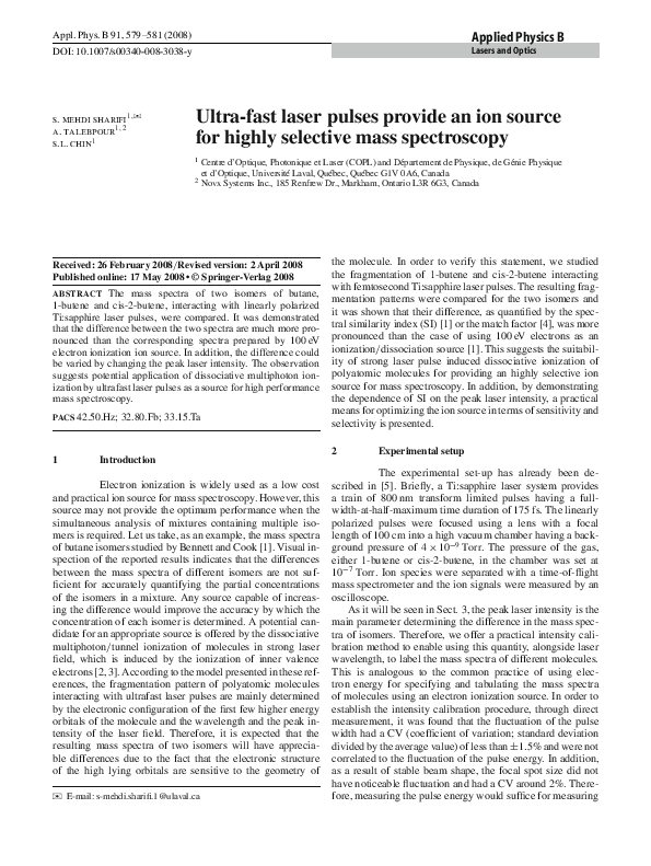 (PDF) Ultra-fast laser pulses provide an ion source for highly ...