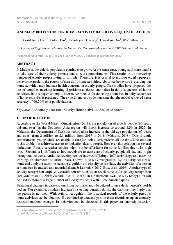 Pdf Anomaly Detection For Home Activity Based On Sequence Pattern