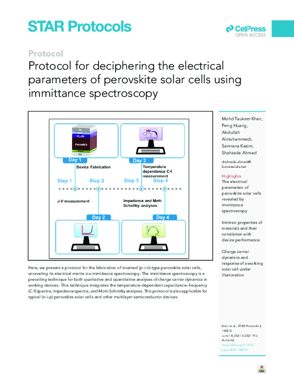 (PDF) Protocol for deciphering the electrical parameters of perovskite ...