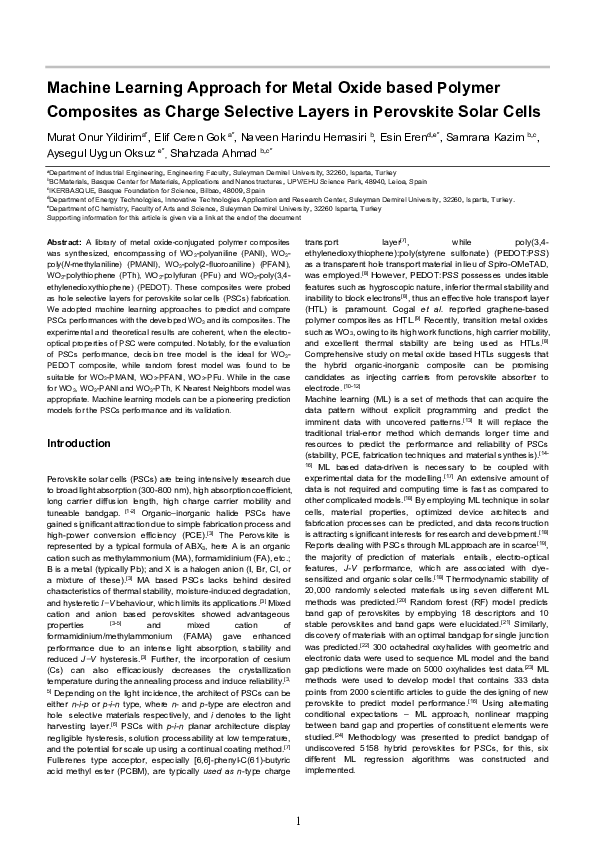 (PDF) A Machine Learning Approach for Metal Oxide Based Polymer ...