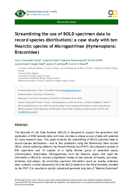 (PDF) Streamlining the use of BOLD specimen data to record species ...