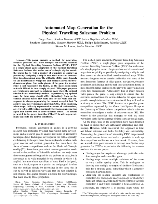 (PDF) Automated Map Generation for the Physical Traveling Salesman Problem