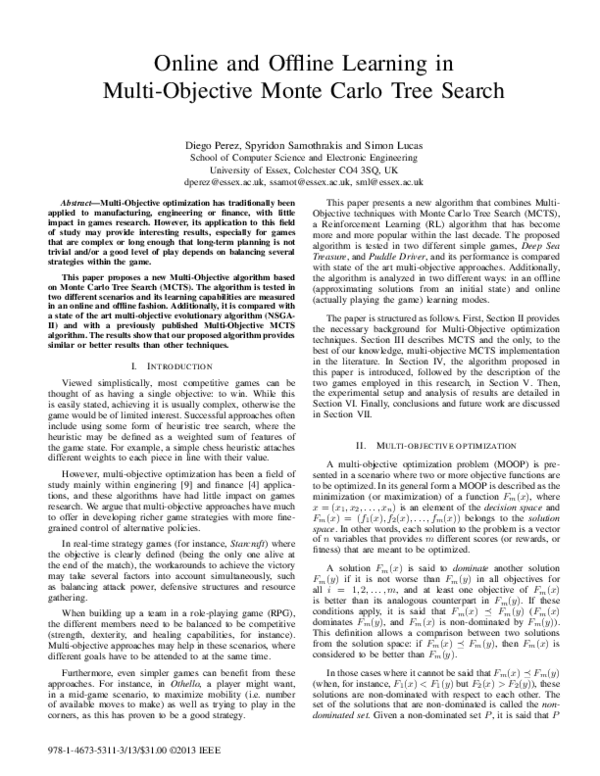 Pdf Online And Offline Learning In Multi Objective Monte Carlo Tree Search Diego Francisco