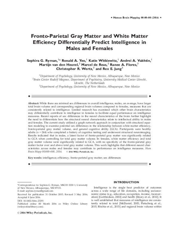 (PDF) Fronto-Parietal gray matter and white matter efficiency ...