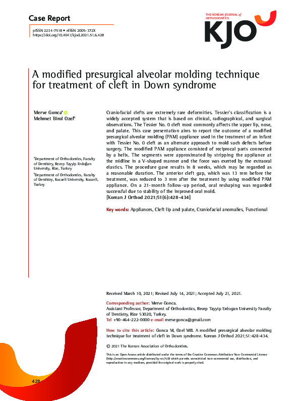 (PDF) A modified presurgical alveolar molding technique for treatment ...